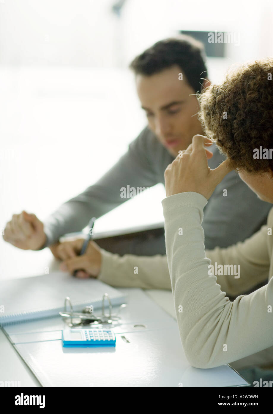 Dad helping son write hi-res stock photography and images - Alamy