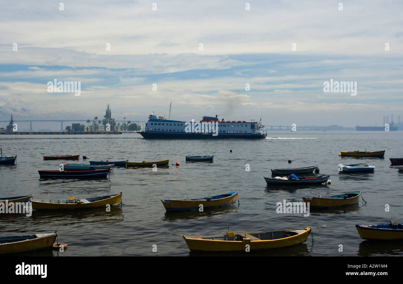Group of fishermen boats anchored together Rio de Janeiro Brazil Stock ...