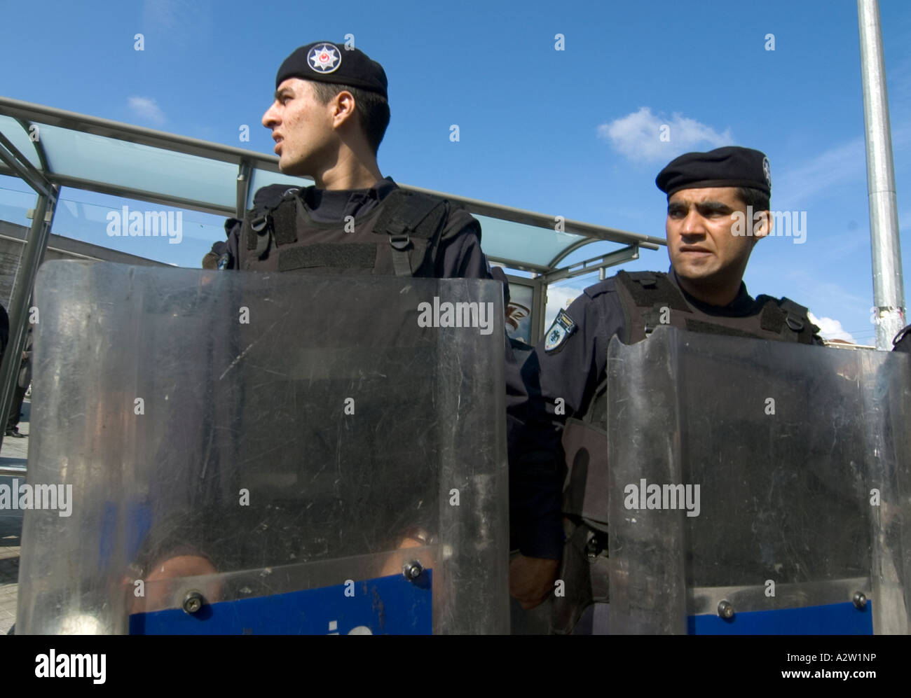 Portrait of two Turkish anti-riot police officers in Istanbul, Turkey ...