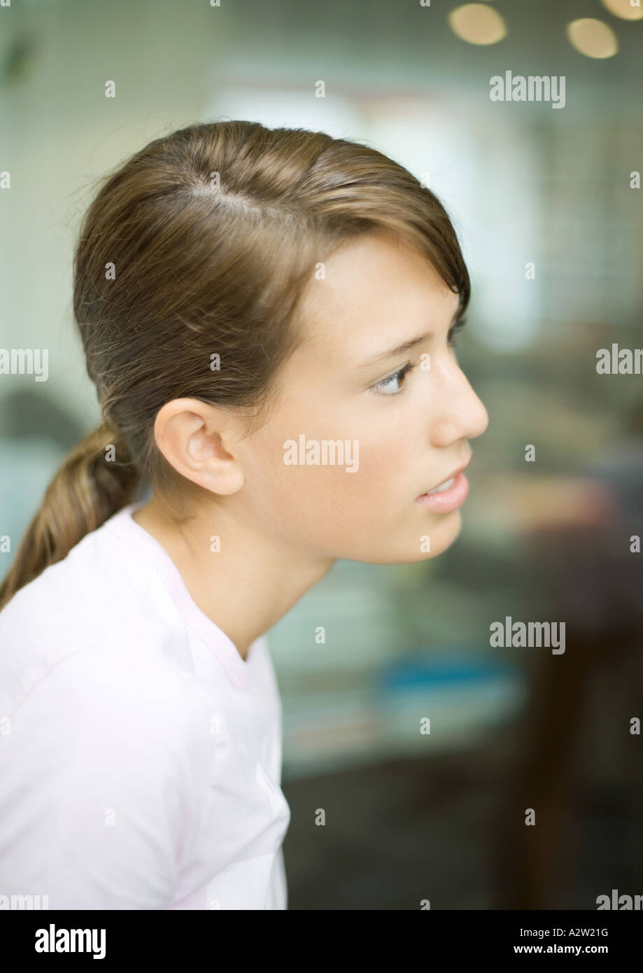 Teenage girl, profile Stock Photo - Alamy