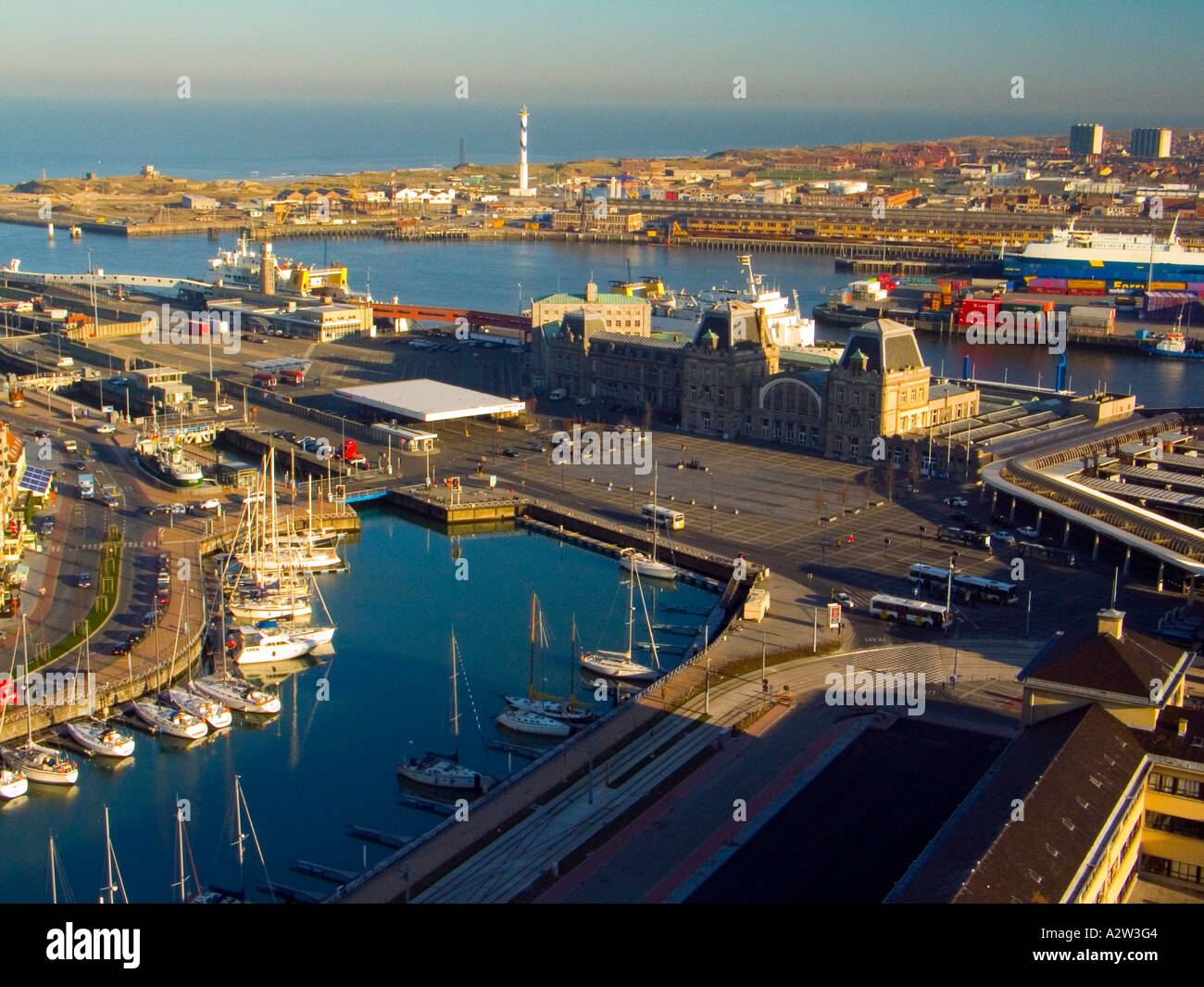 Aerial view of the Train Station Ostend Belgium Stock Photo - Alamy