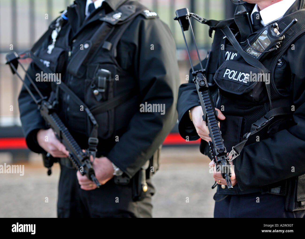 UK armed ministry of defence police on patrol outside St Fergus gas ...