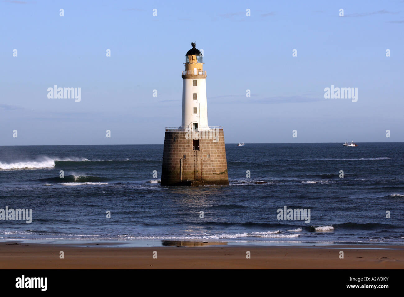 Rattray head lighthouse off the coast of Aberdeenshire, Scotland Stock ...