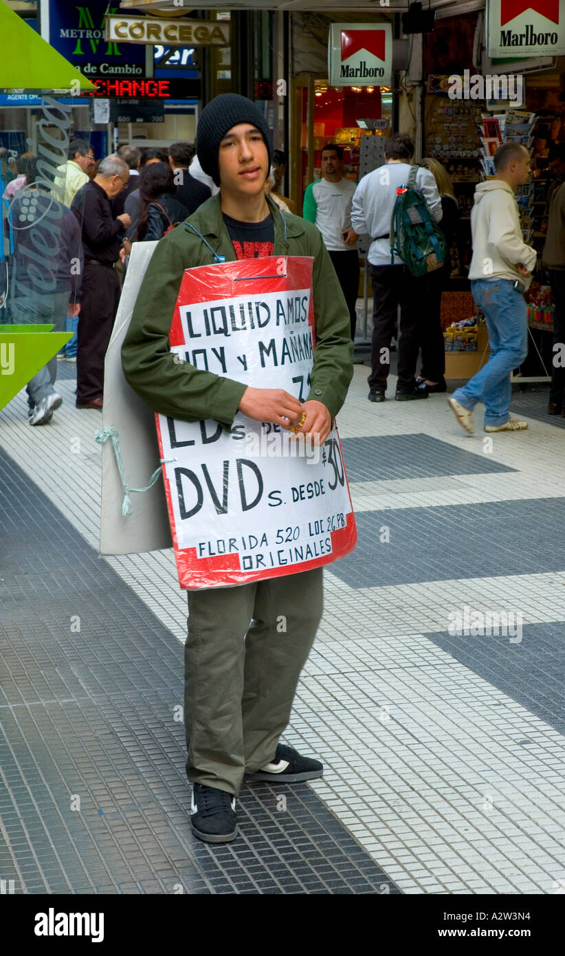 Young sandwich man Advertising DVDs in Buenos Aires Argentina Stock ...