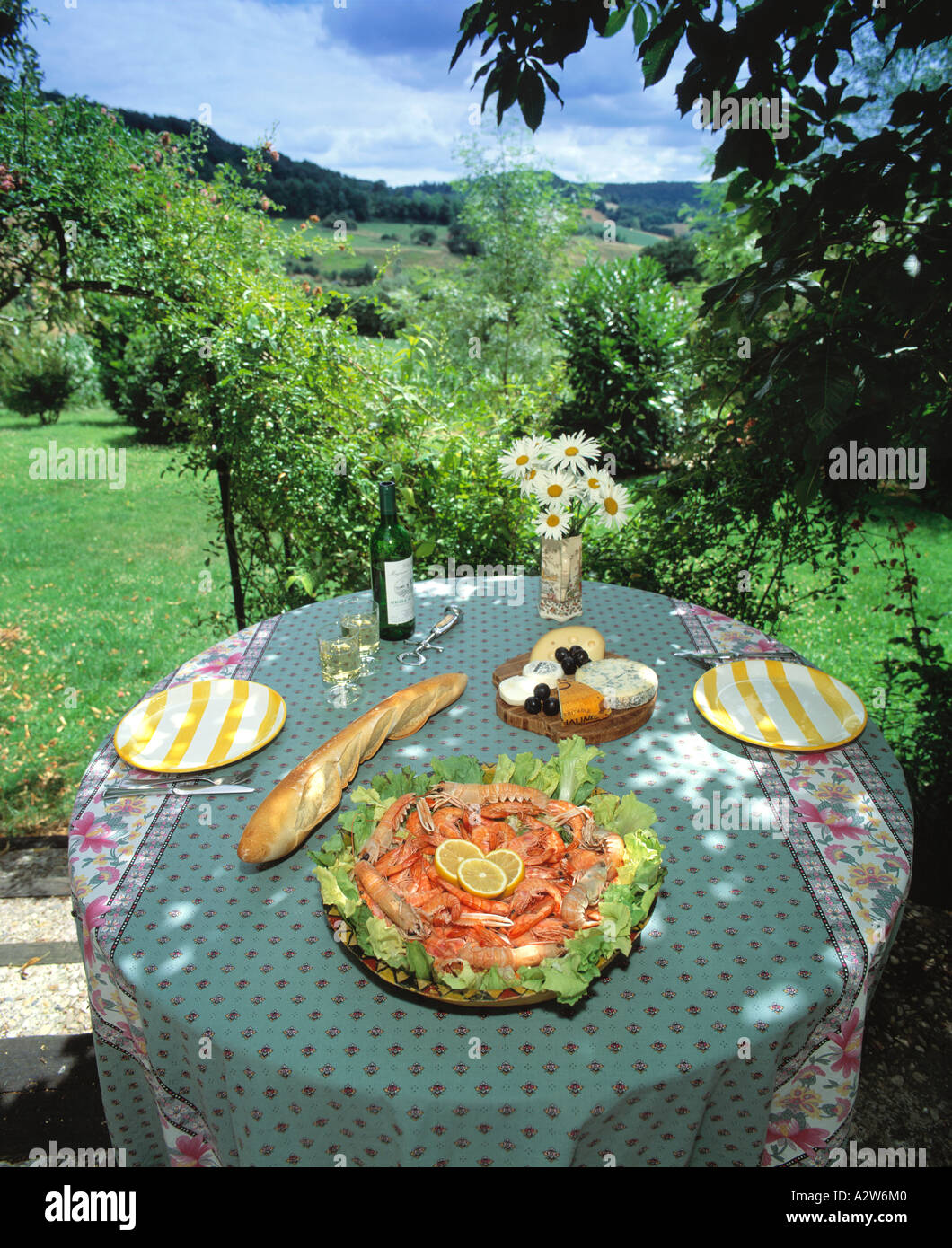 FRANCE TABLE OF FOOD IN GARDEN Stock Photo - Alamy