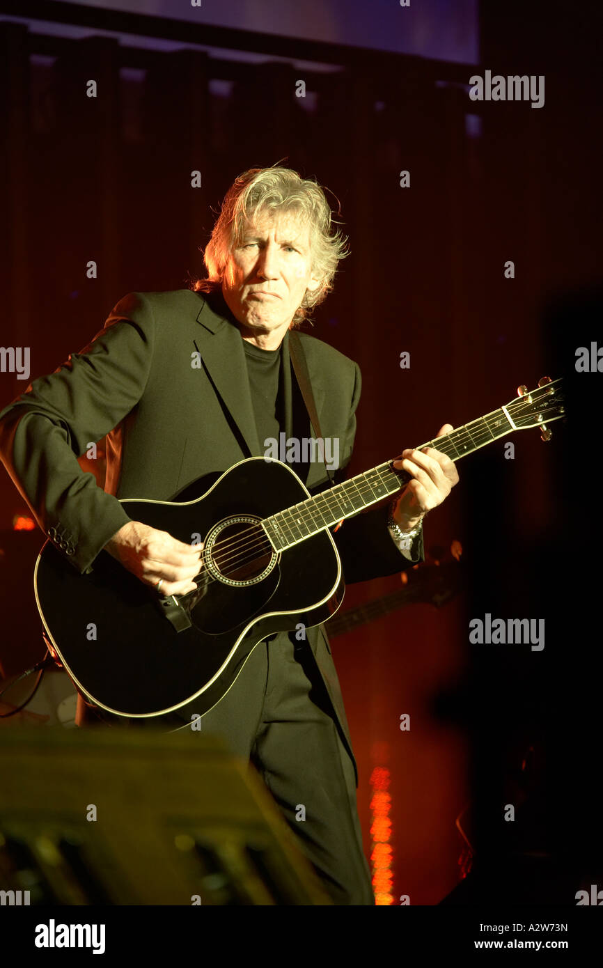 Roger Waters in live music stage concert performance playing the Dark ...
