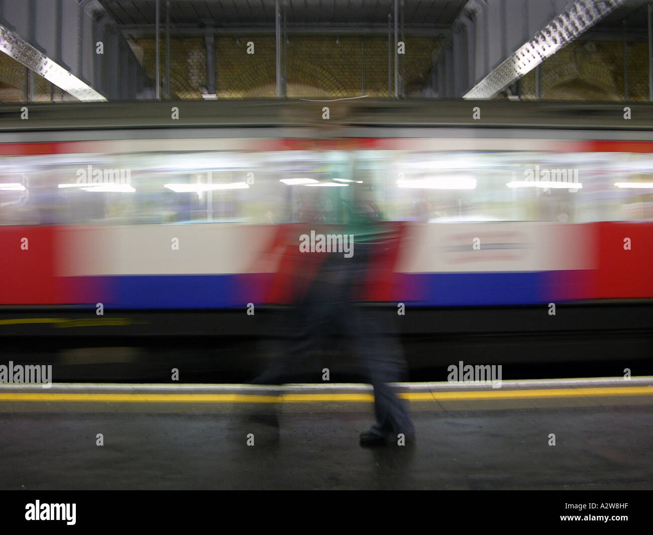A speeding train in the London tube Stock Photo - Alamy