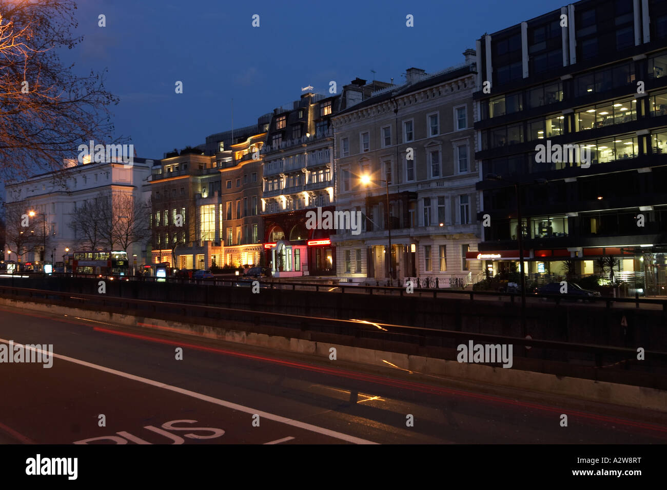 Carlton Communications and other building on Knightsbridge at evening ...