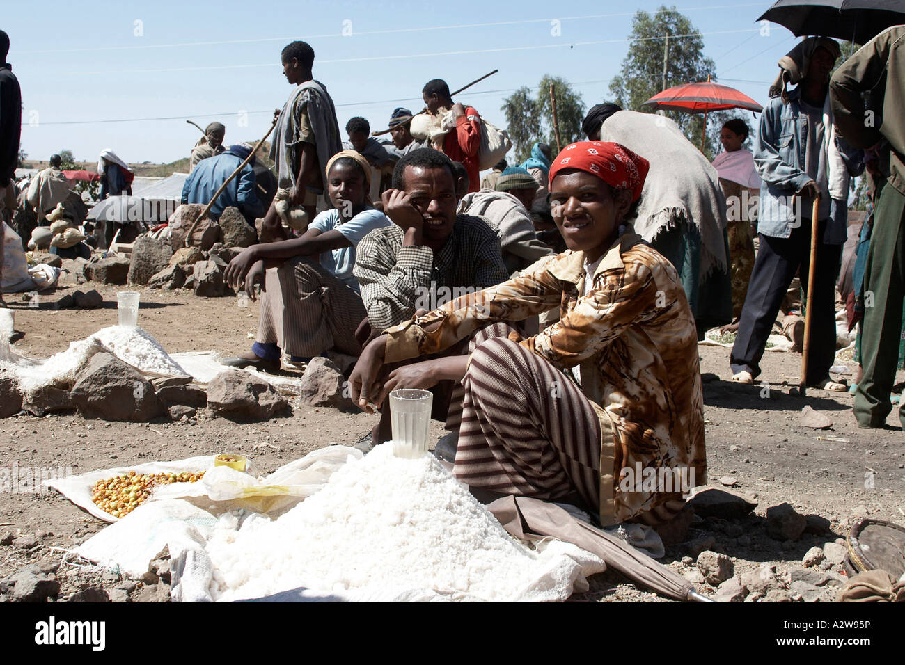 Woman selling salt and spices in market Lalibela Ethiopia Africa Stock ...