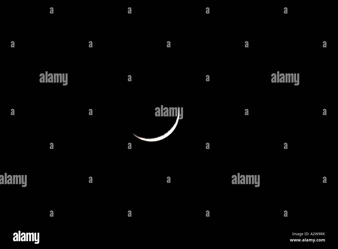 Thin crescent moon against dark black night sky Ethiopia Africa Stock ...