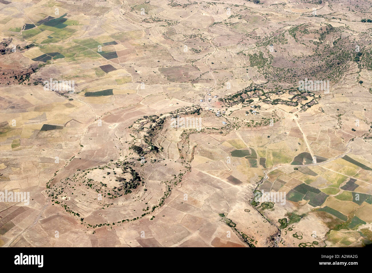 Aerial view of mountain landscape between Lalibela and Aksum Ethiopia ...