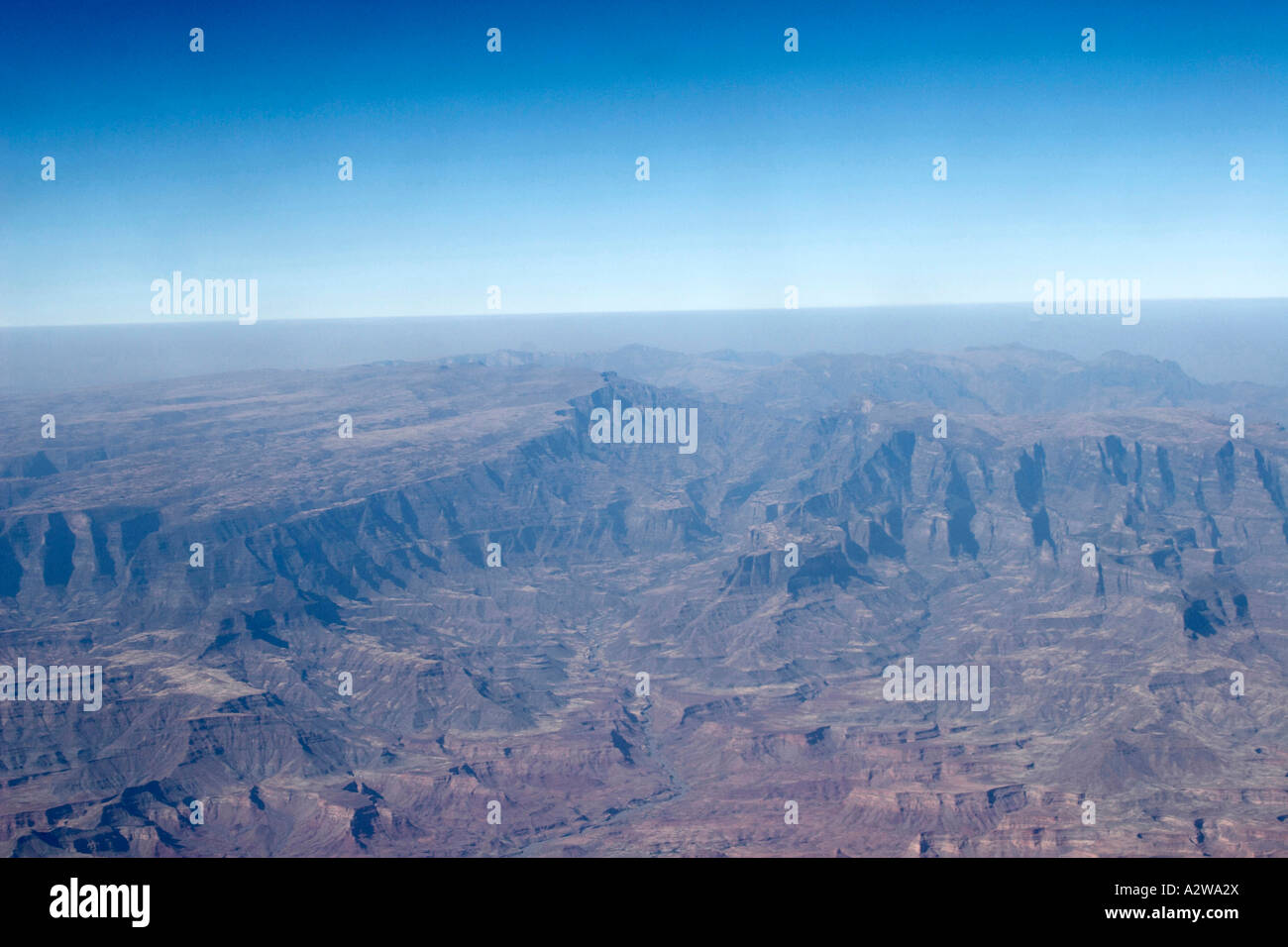 Aerial view of mountain landscape between Lalibela and Aksum Ethiopia ...