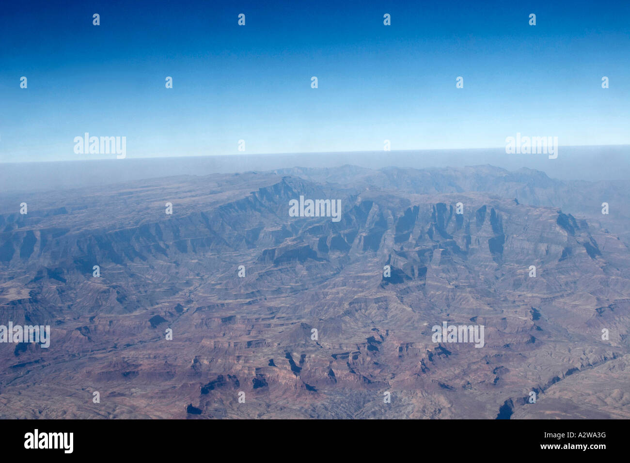 Aerial view of mountain landscape between Lalibela and Aksum Ethiopia ...