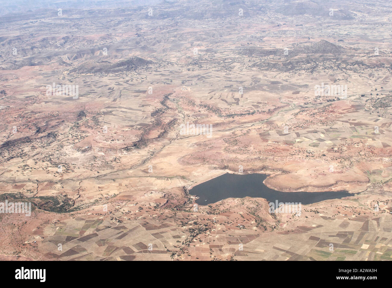 Aerial view of mountain landscape between Lalibela and Aksum Ethiopia ...