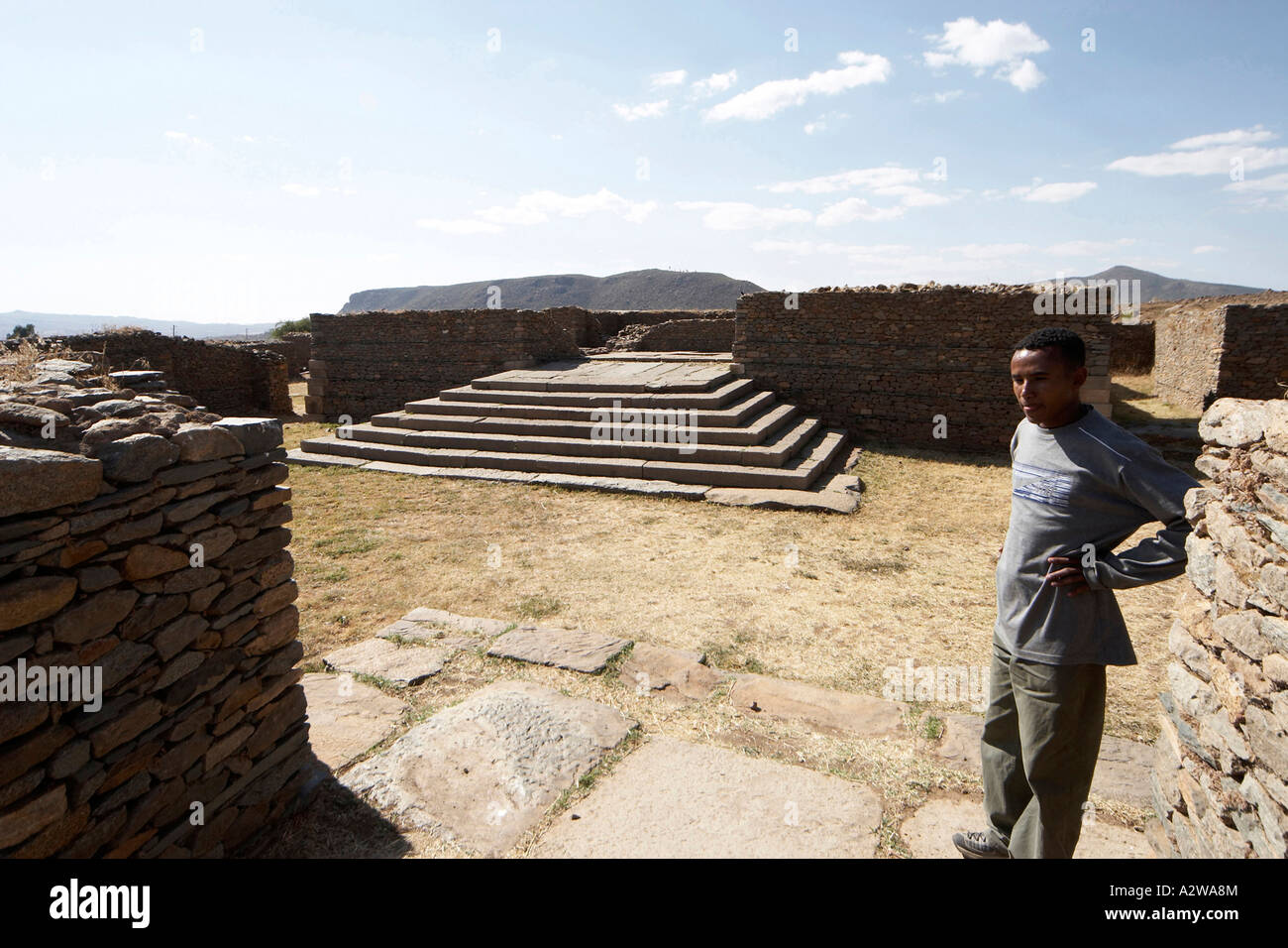 Queen of Sheba s Palace with stone walls and steps approx 650 AD in ...