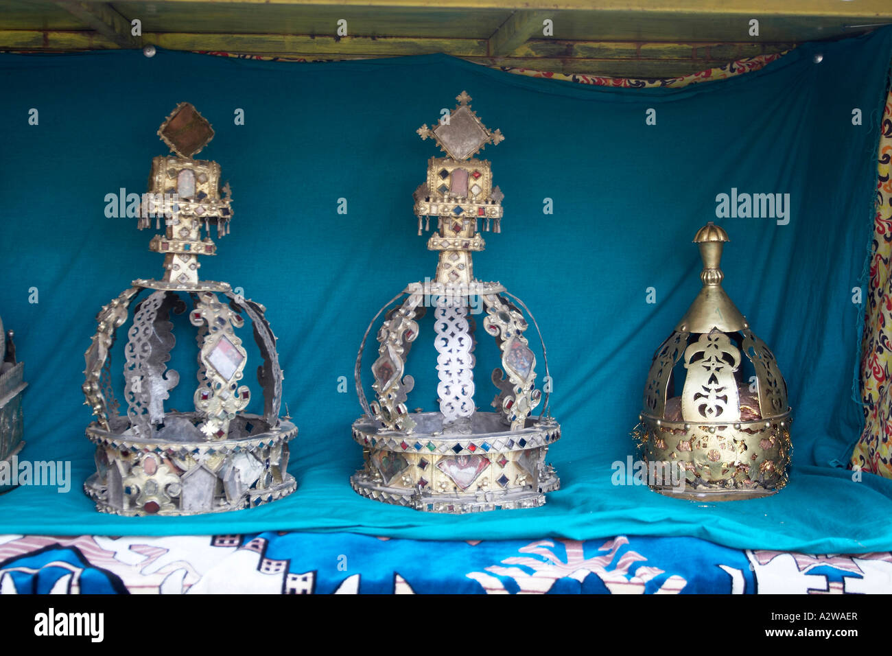 Crowns of former Ethiopian rulers and Emperors in tiny steel box museum ...