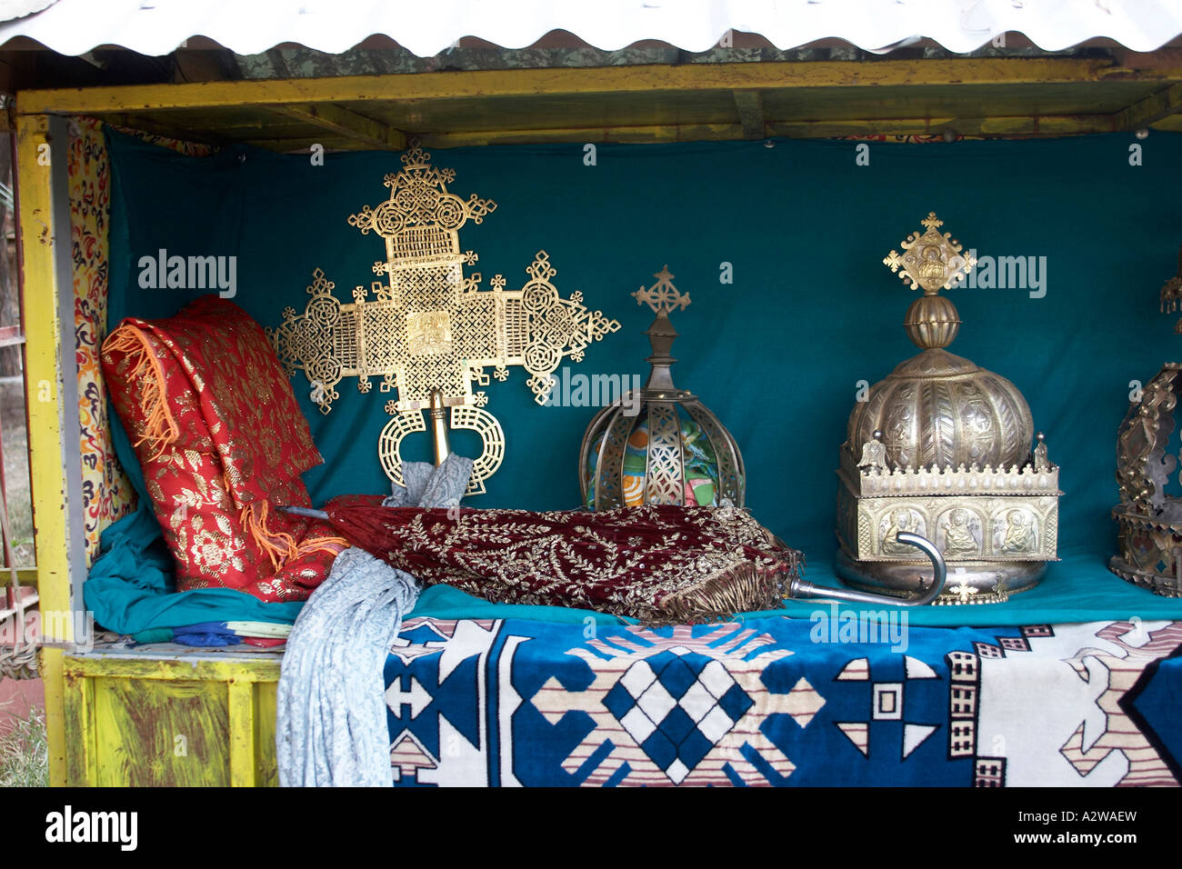 Crowns of former Ethiopian rulers and Emperors tiny steel box museum St ...