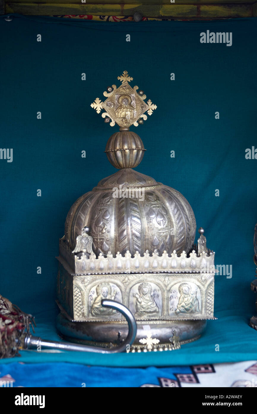 Crowns of former Ethiopian rulers and Emperors tiny steel box museum St ...