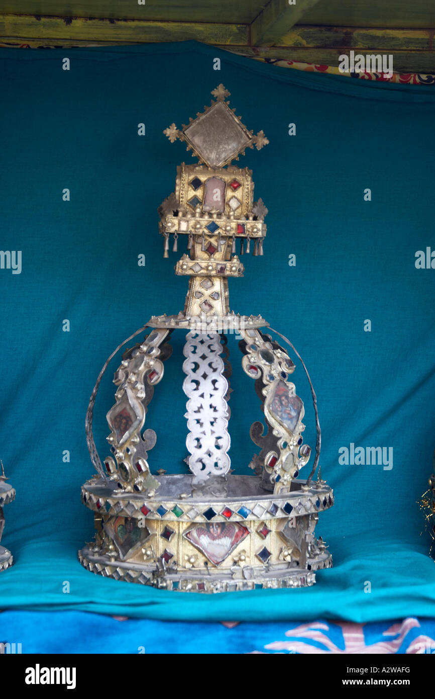 Crowns of former Ethiopian rulers and Emperors tiny steel box museum St ...