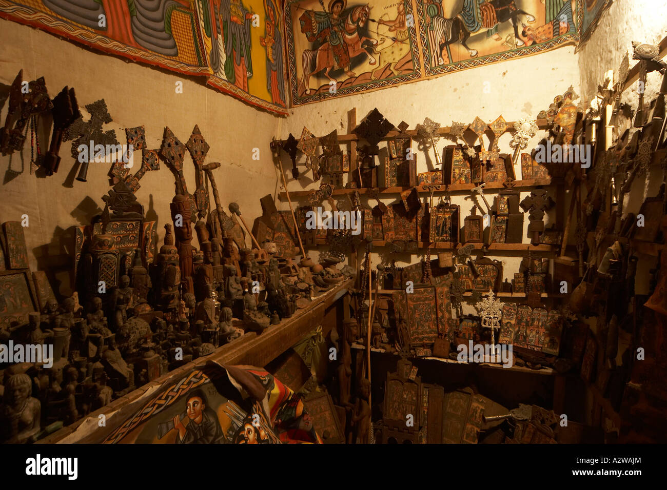 Tourist souvenir shop interior in Aksum or Axum Ethiopia Africa Stock ...