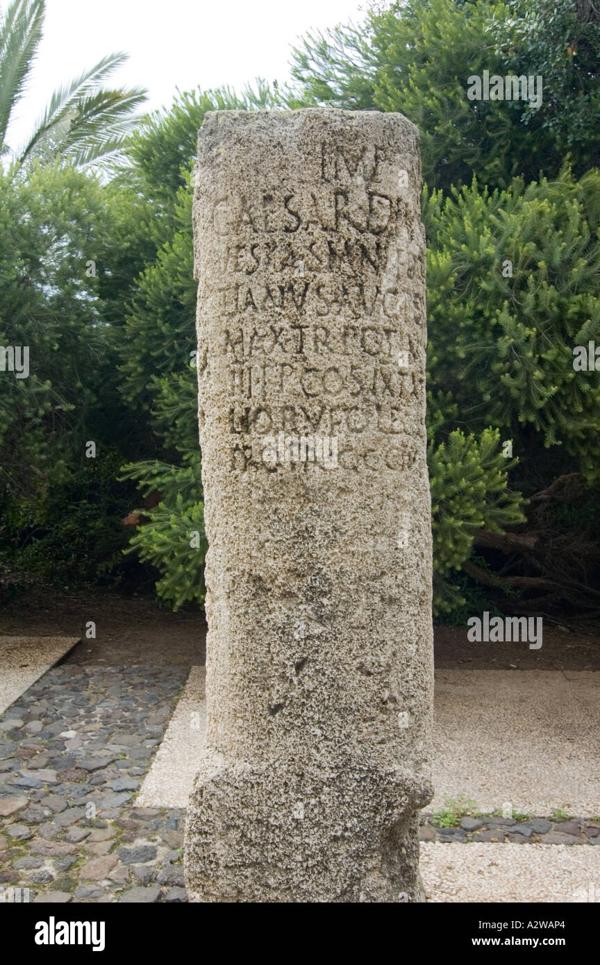 Roman milestone from 83 CE the Antioch Akko Stock Photo - Alamy