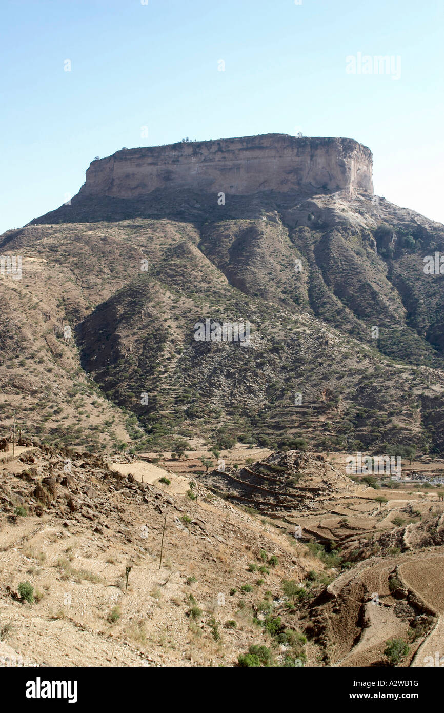 2800m high Debre Damo mountain cliff top monastery northern Ethiopia ...