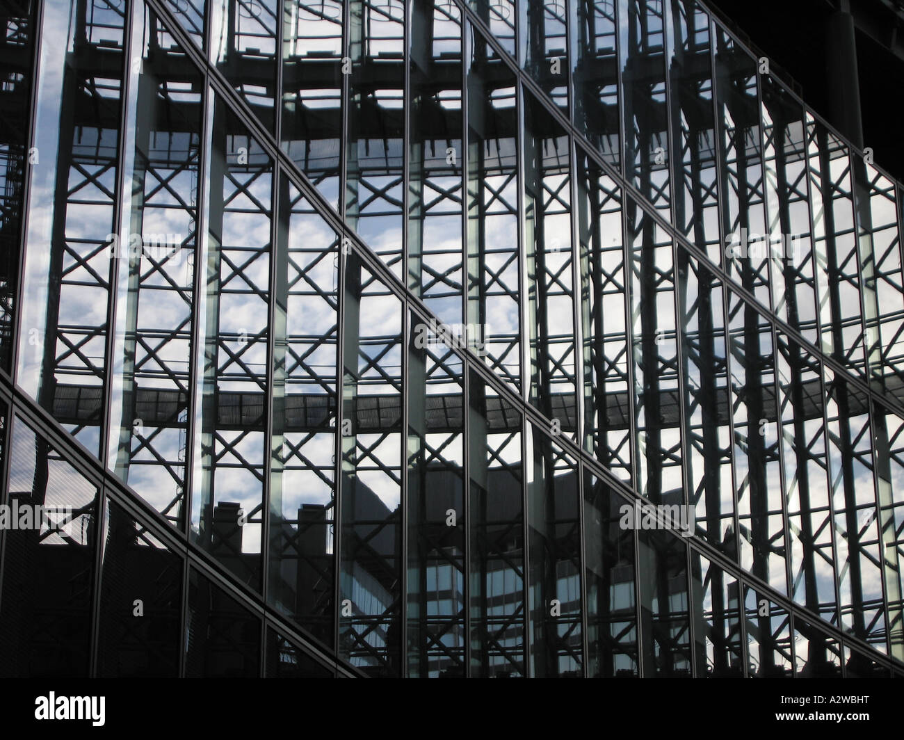 Reflection fragmented in windows of building opposite London Stock ...