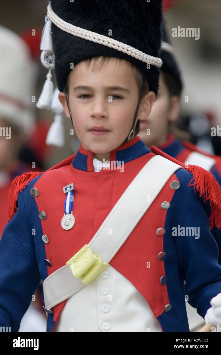 Young Basque child wearing period costume during La Tamborrada ...
