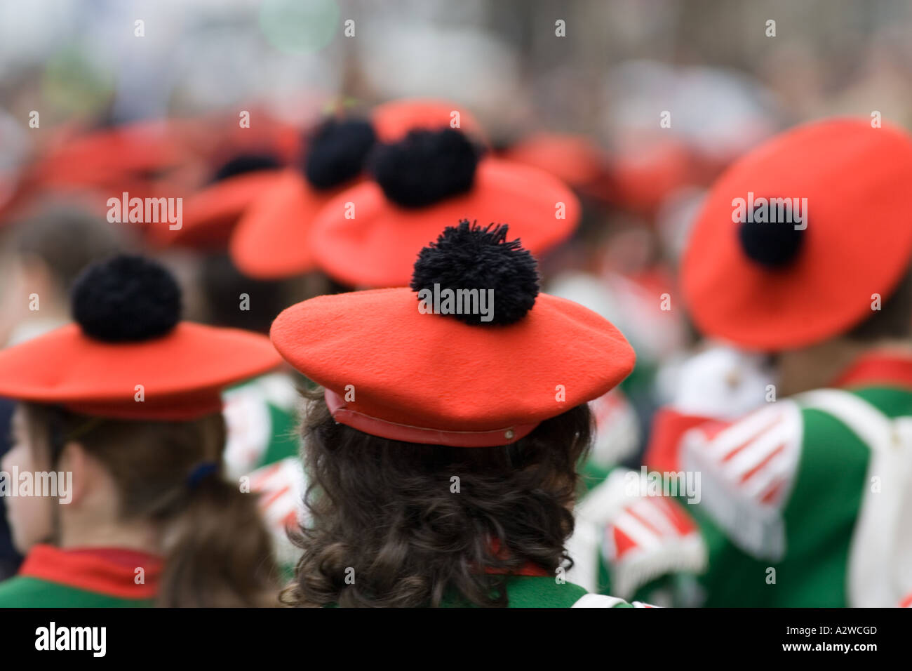 Young Basque children wearing red berets during La Tamborrada, Donostia ...