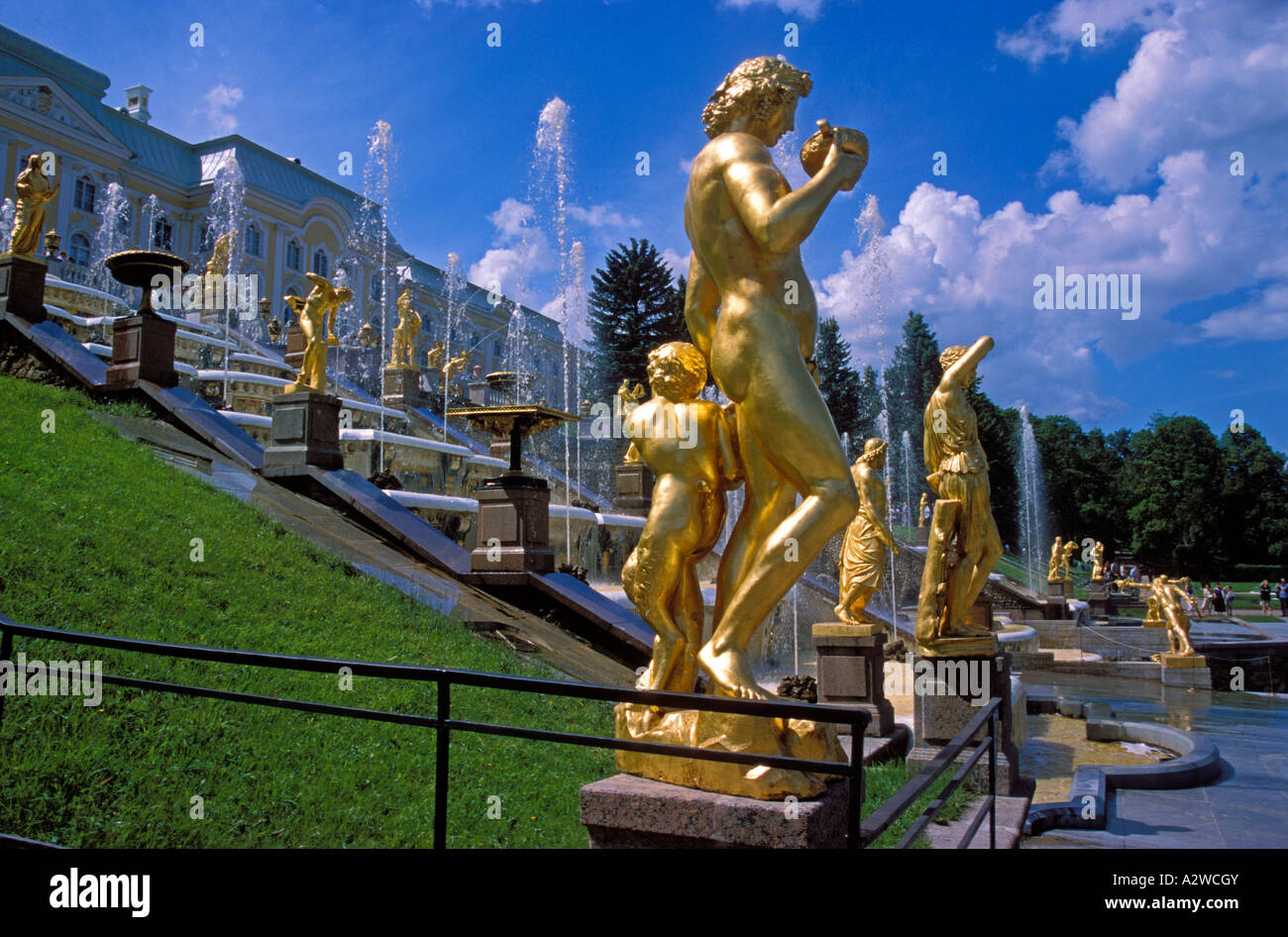 Russia Peterhof also known as Petrodvorets the Grand Cascade Stock ...