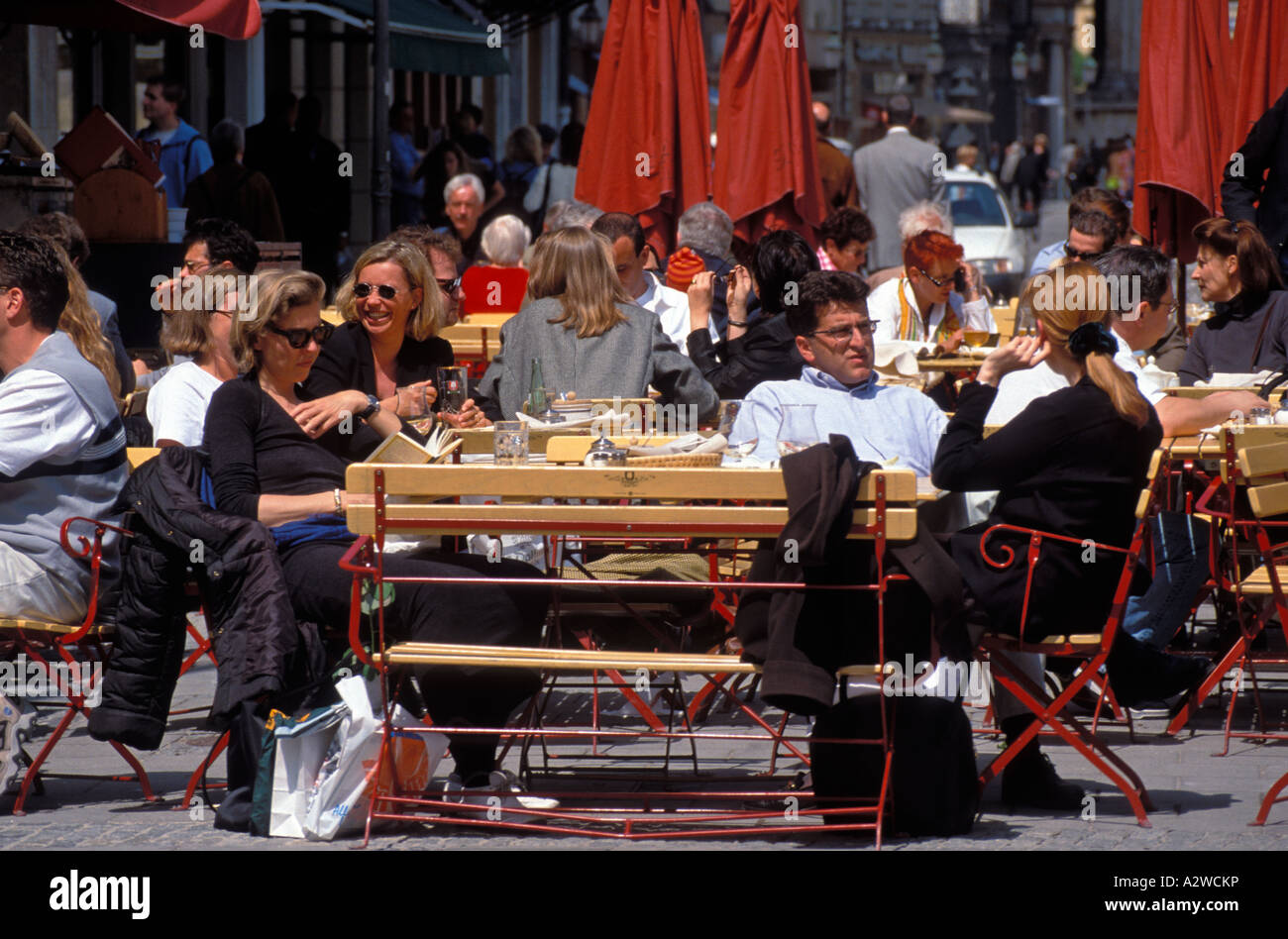 Germany Bavaria Munich outdoor cafe Stock Photo - Alamy