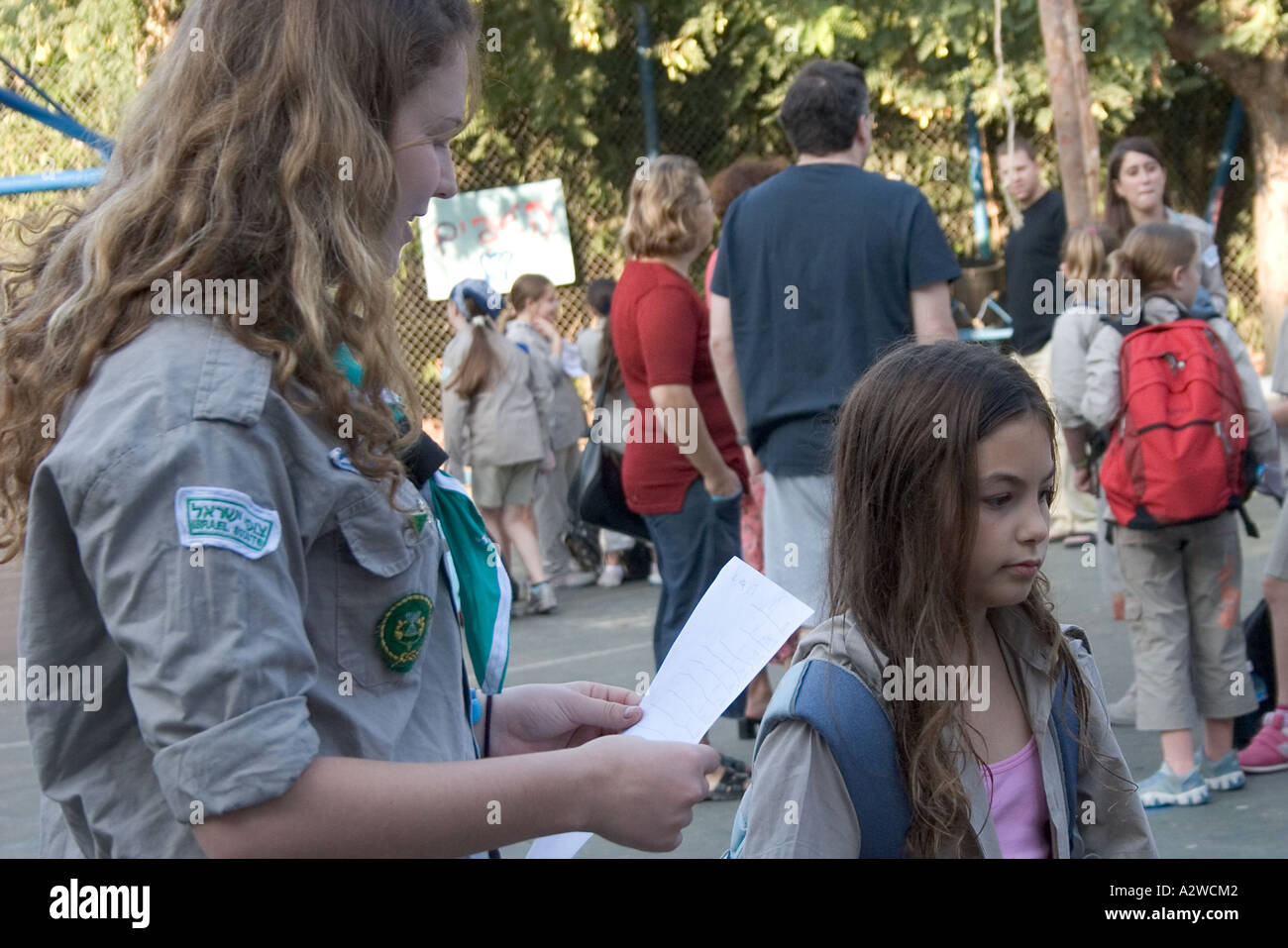 troop leader and cub at the Israeli Children at the Scouts Youth ...