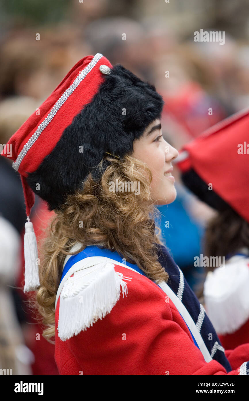 Young Basque woman holding a banner, La Tamborrada, Donostia San ...
