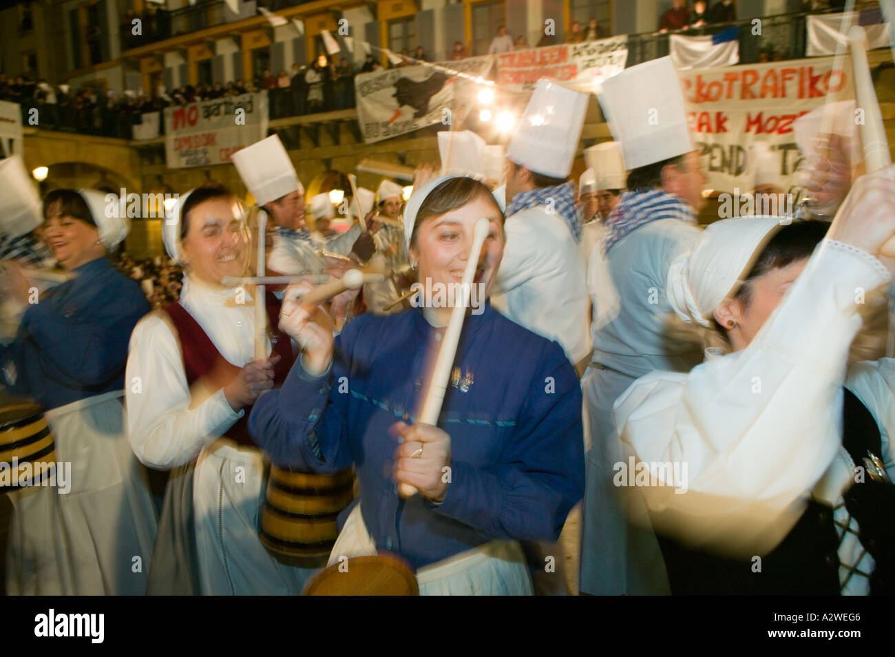 Basque women in traditional dress during La Tamborrada, Donostia San ...