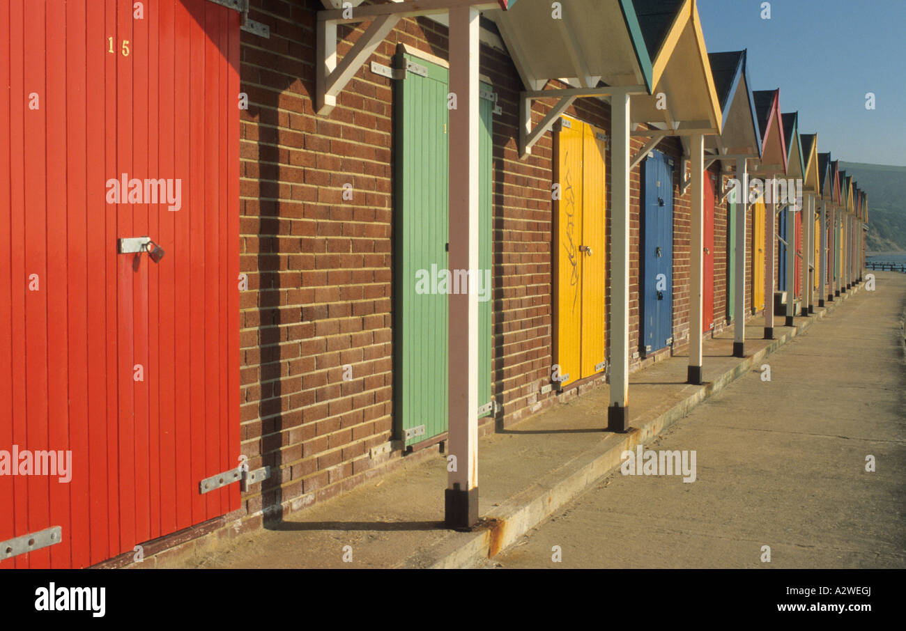 Beach bathing huts Swanage Dorset England Stock Photo - Alamy