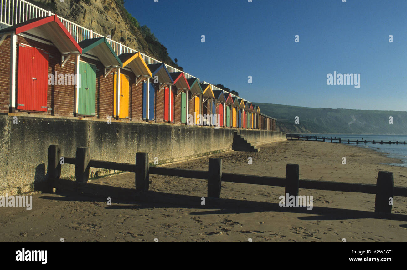 Beach bathing huts Swanage Dorset England Stock Photo - Alamy