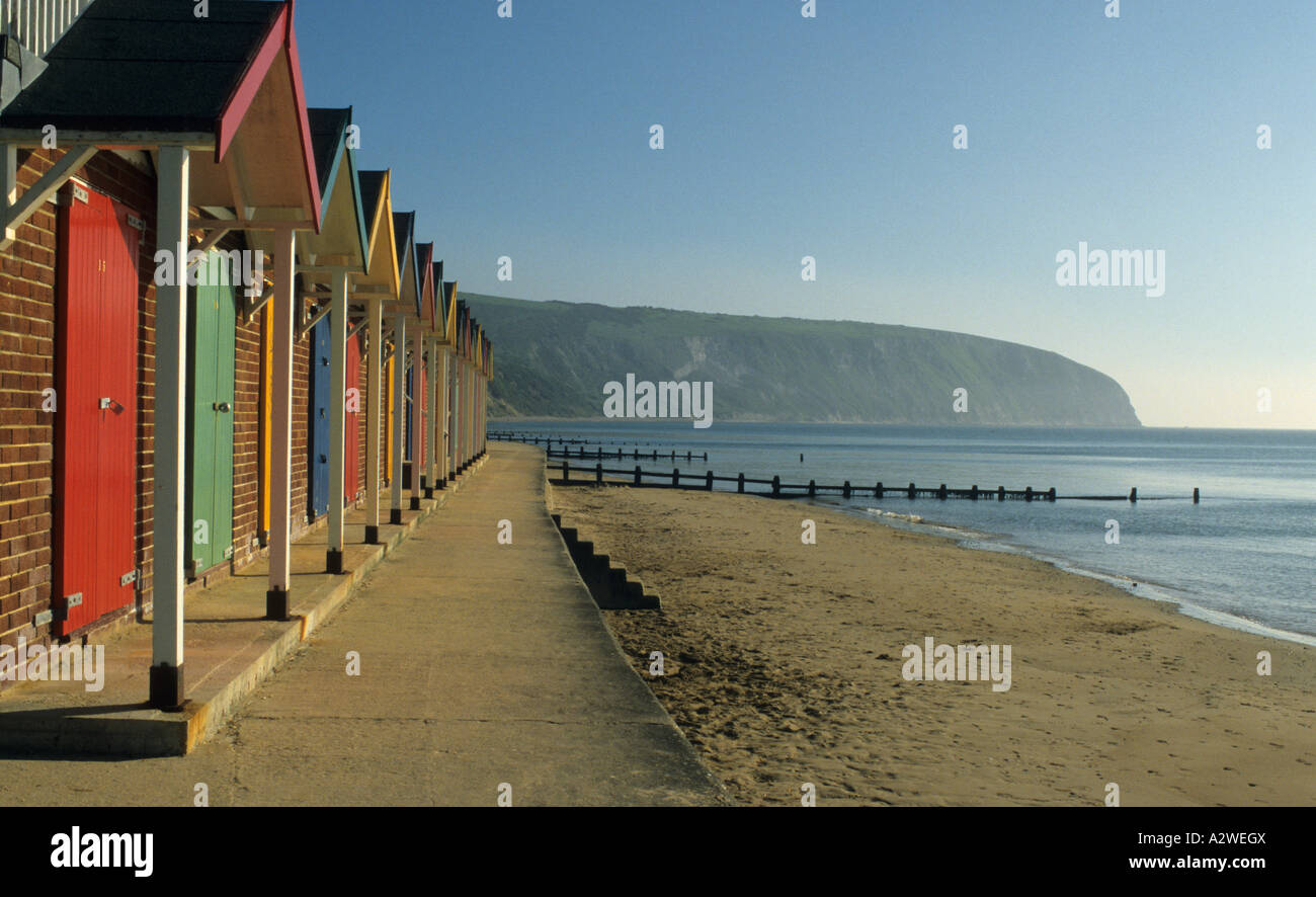 Beach bathing huts Swanage Dorset England Stock Photo - Alamy