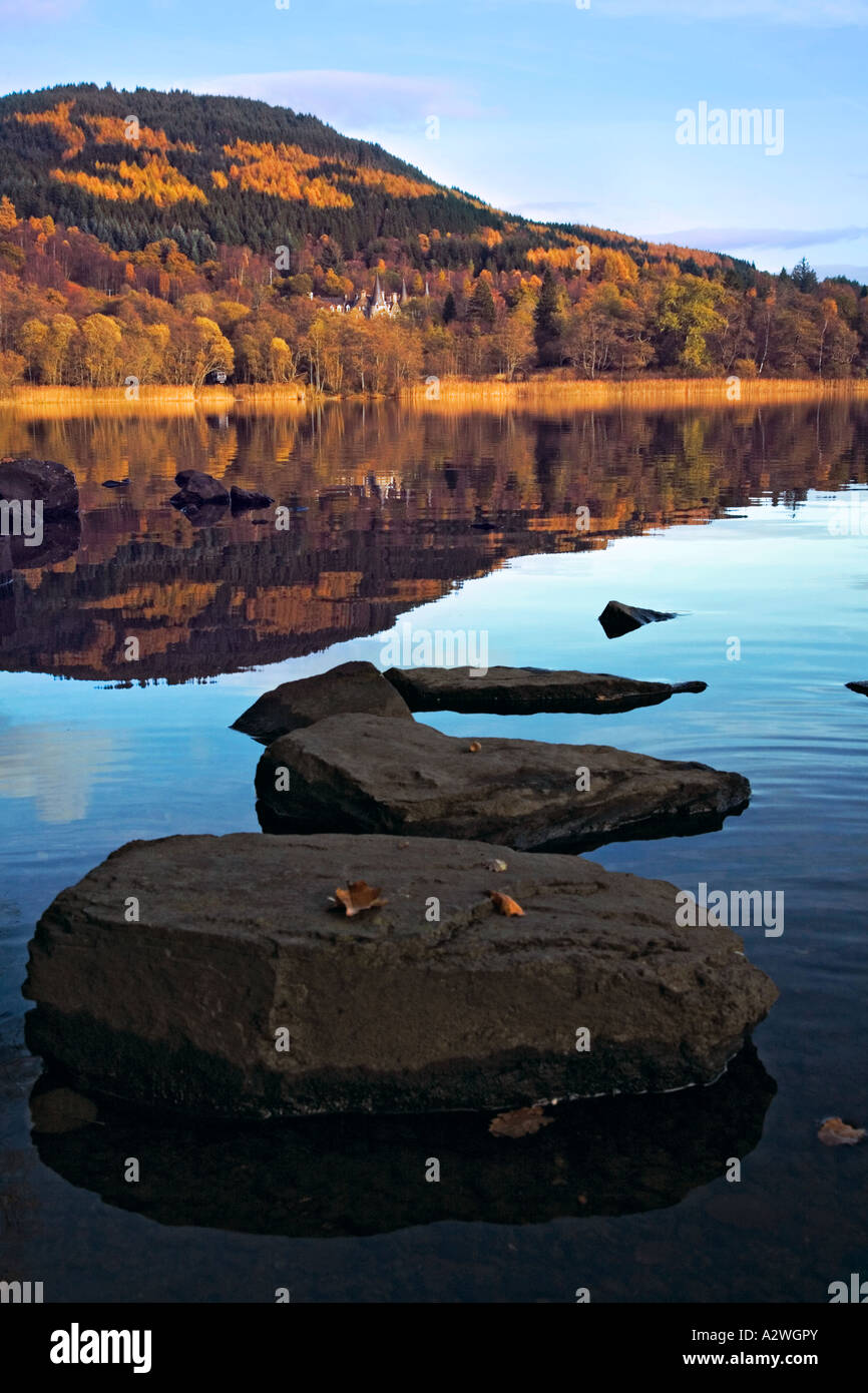 Loch Achray and the Trossachs in autumn, Stirlingshire, Scotland Stock ...
