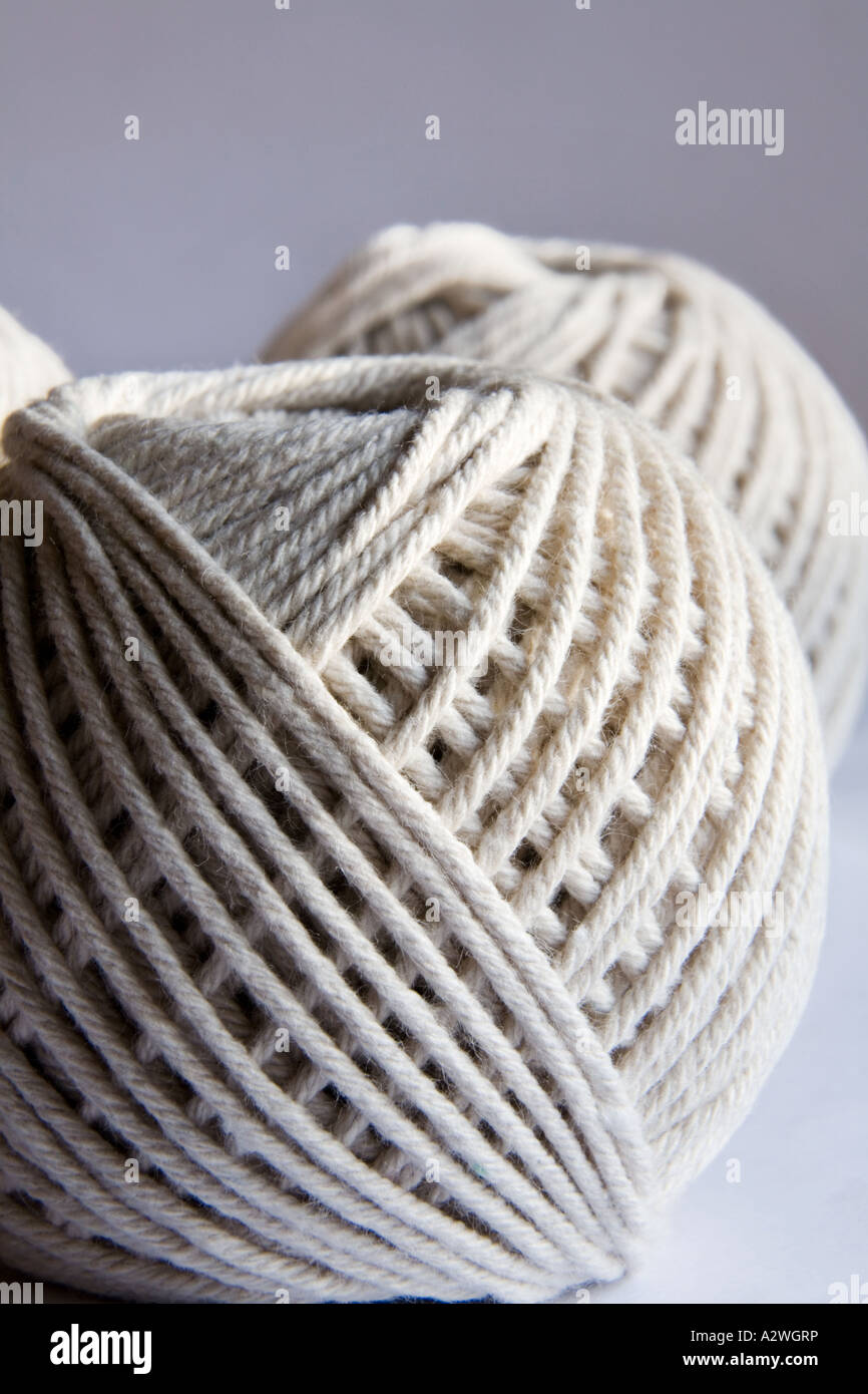 Balls of wound parcel string Stock Photo - Alamy