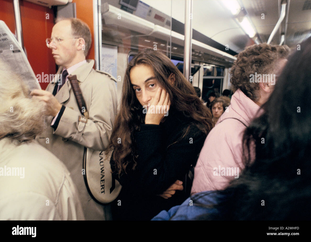 commuter stress woman on underground Stock Photo - Alamy