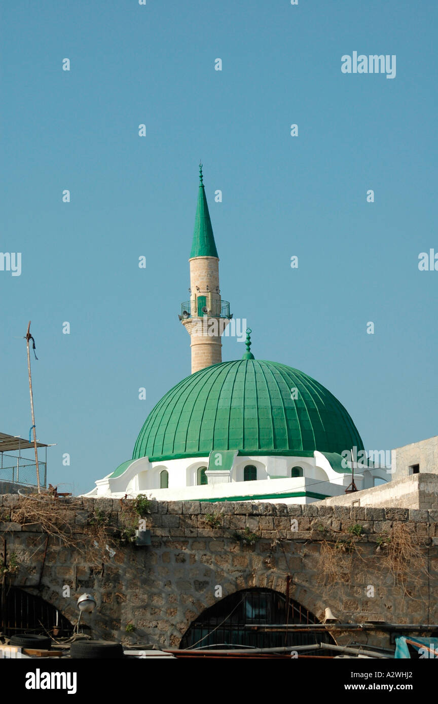 al Jazzar mosque and turret in old Akko Stock Photo - Alamy