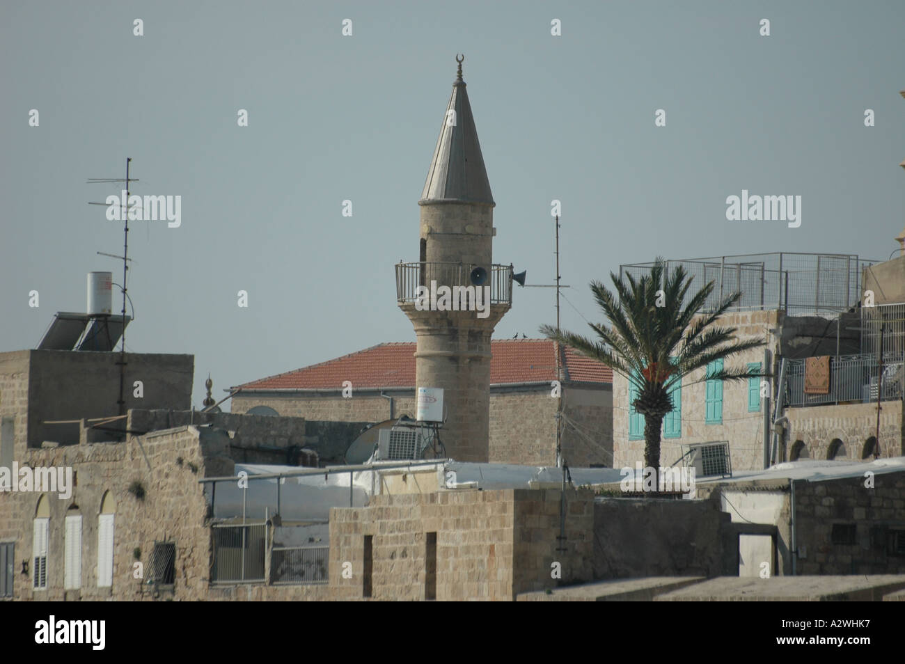 A mosque and turret in old Akko Stock Photo - Alamy