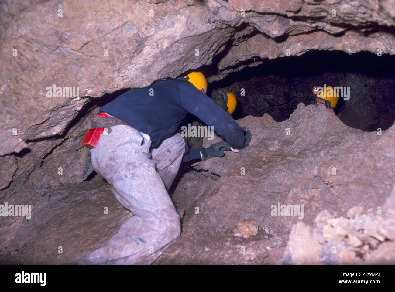 Cavers exploring a Cave in Little Hustan Cave Regional Park on ...