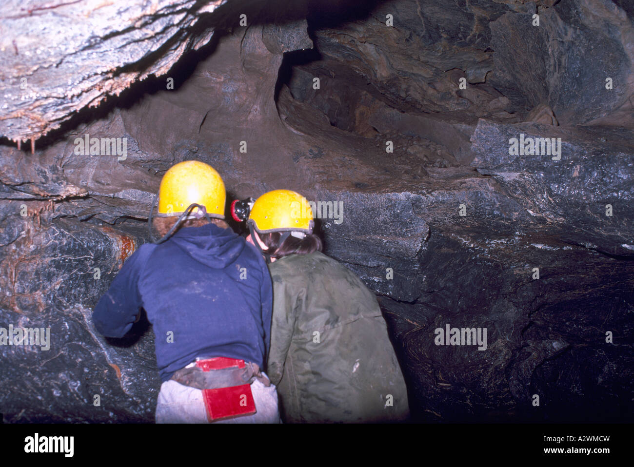 Cavers exploring a Cave in Little Hustan Cave Regional Park on ...