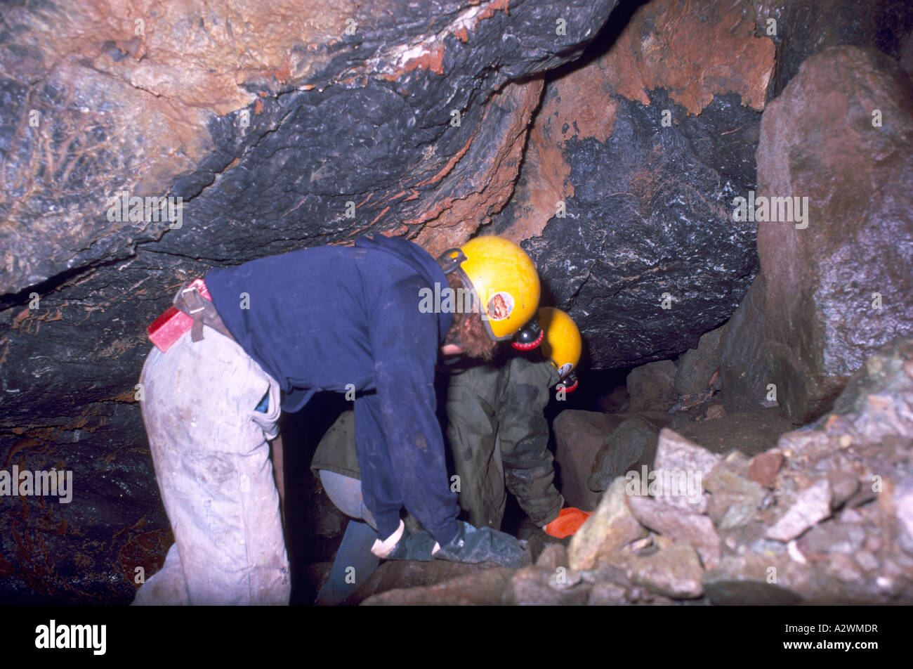 Cavers exploring a Cave in Little Hustan Cave Regional Park on ...