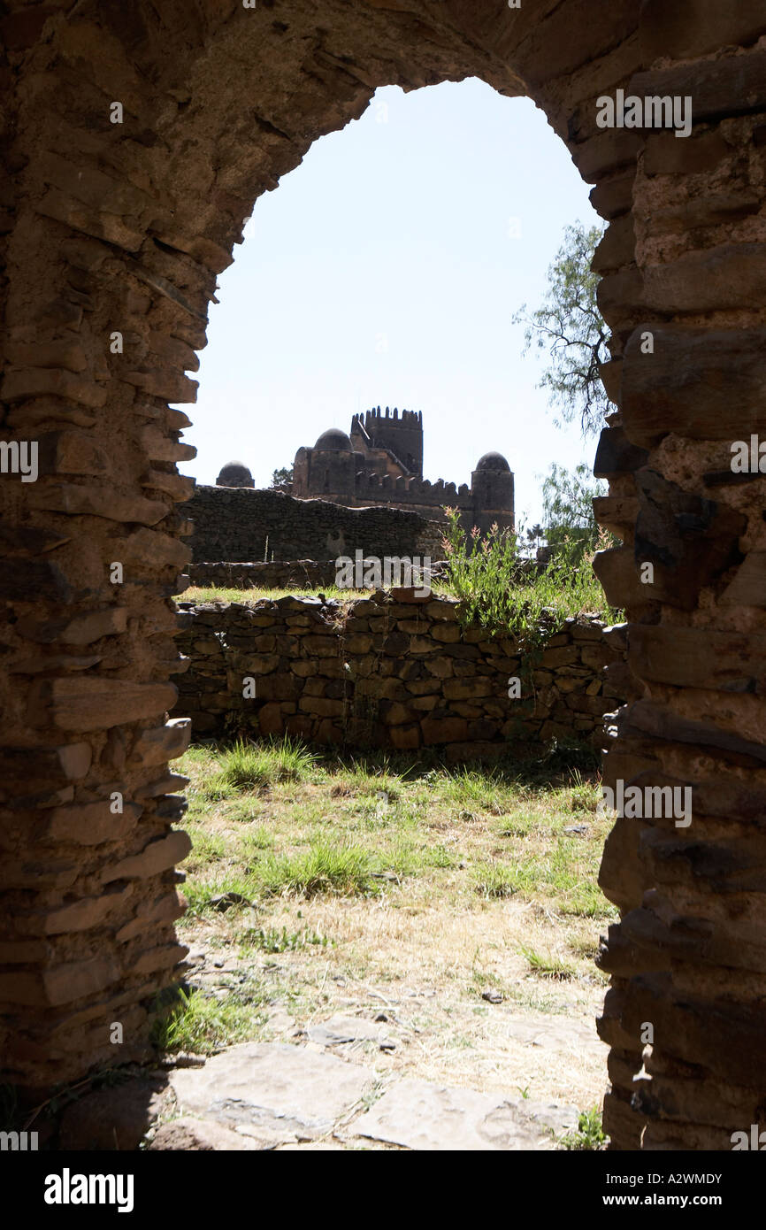 View through Dawitt s Hall arched doorway of Fasalidas Palace in Royal ...