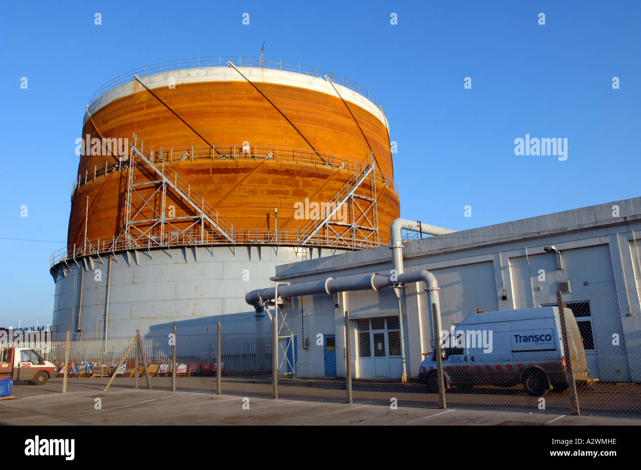 Gasometer gas tank container storage Stock Photo - Alamy