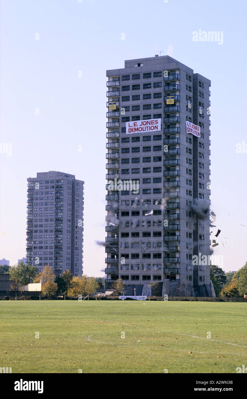The demolition of Northaird Point tower block in Hackney, London Stock ...