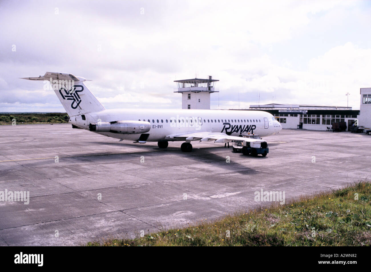 Ryanair jet (with old logo), at Knock International Airport, Eire, 1991 ...