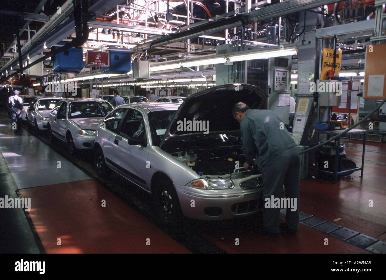 Production line workers at Rover Longbridge car plant Birmingham 1999 ...